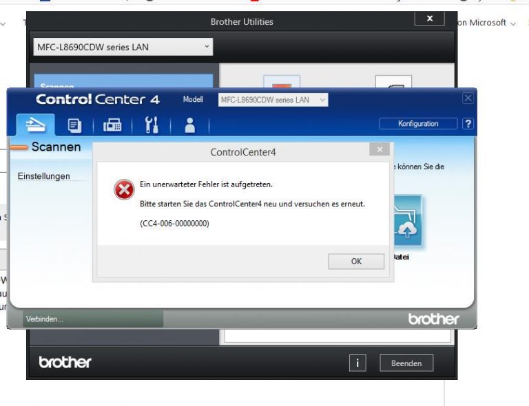 Xử lý lỗi CC4-006-00000000 khi scan bằng Control Center 4 | iScan.vn