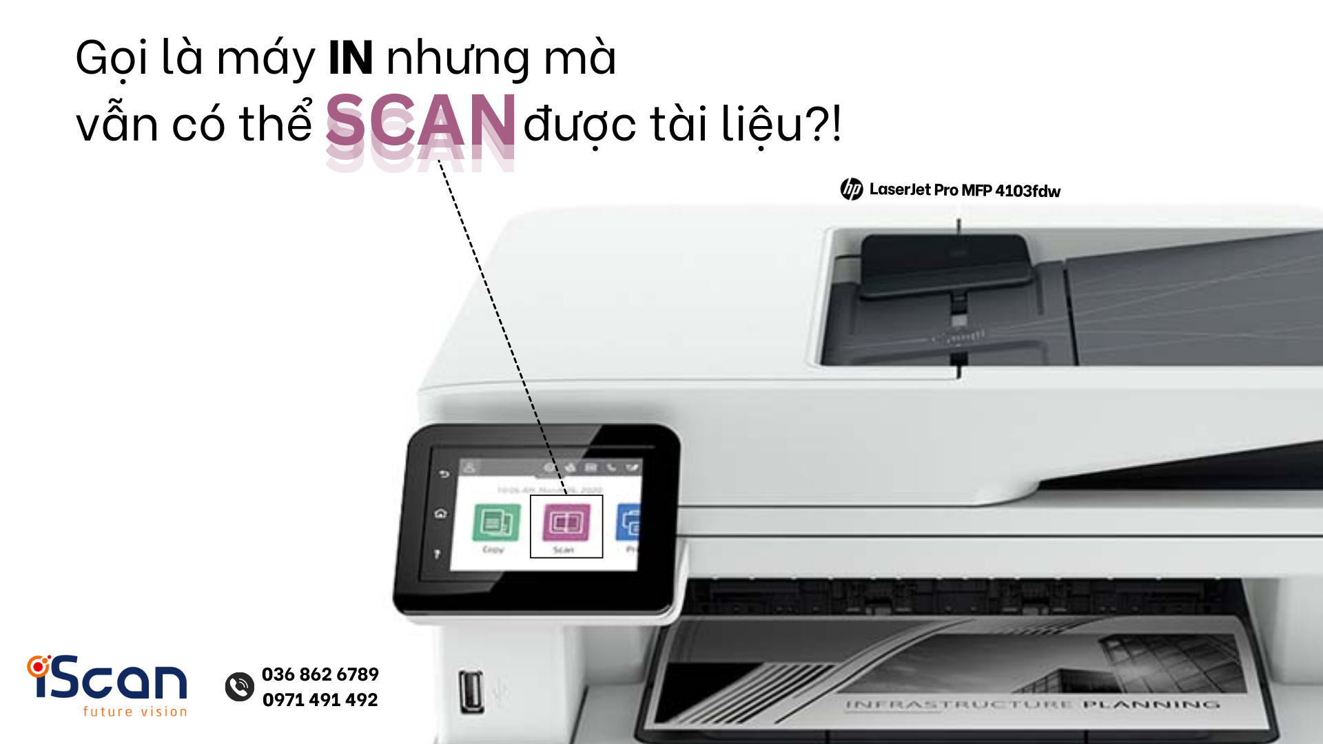 Chức năng scan của máy HP LaserJet Pro MFP 4103fdw | iScan.vn